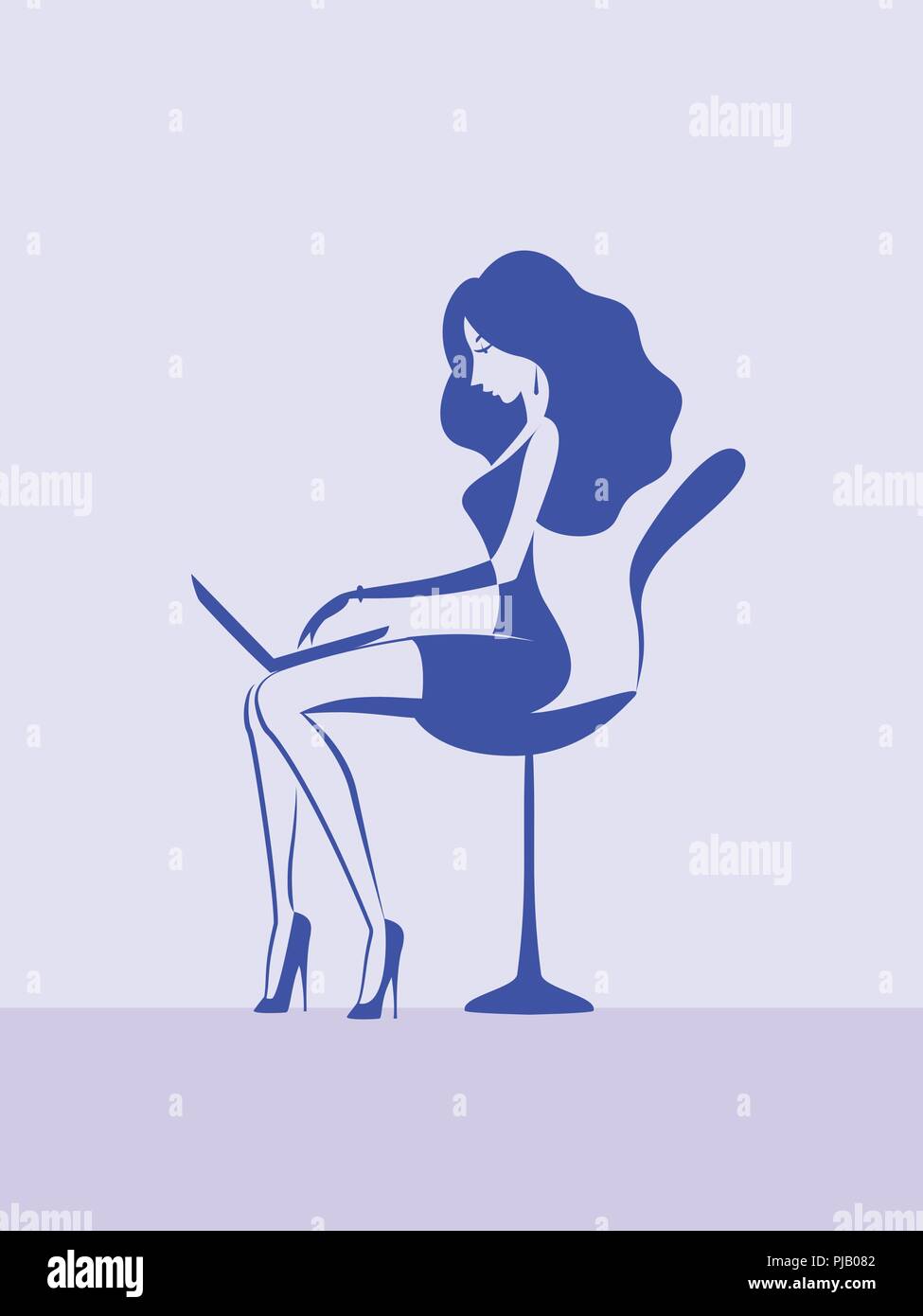 Woman computer silhouette hi-res stock photography and images - Alamy