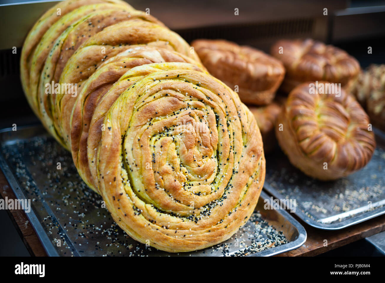 Guo kui pancakes in a street market in Xi'an, Shaanxi province, China ...