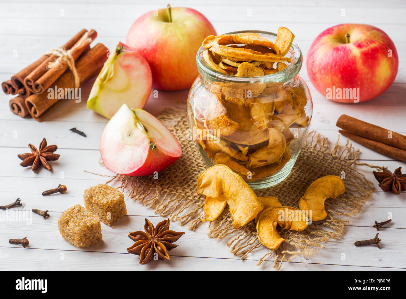 Apples are fresh and dry with spices. Cinnamon sticks, star star anise ...