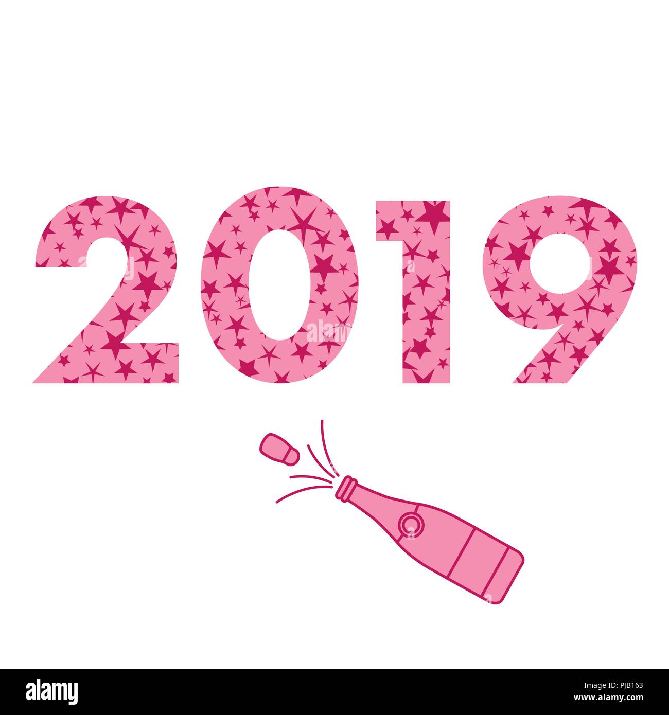 2019 New Year card. 2019 is decorated with stars. Design for postcard ...