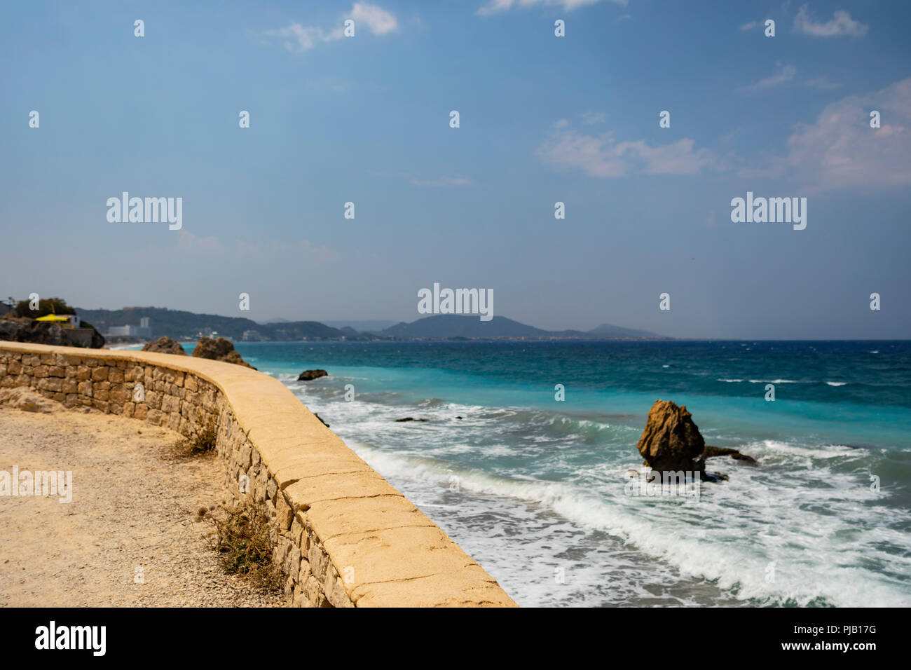 Landscape view of the dreamy azure turquoise sea surrounding the Greek ...