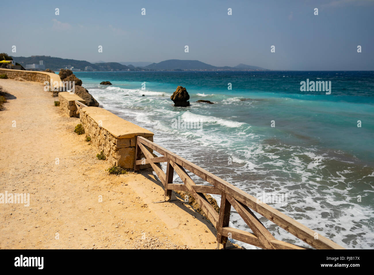 Landscape view of the dreamy azure turquoise sea surrounding the Greek ...