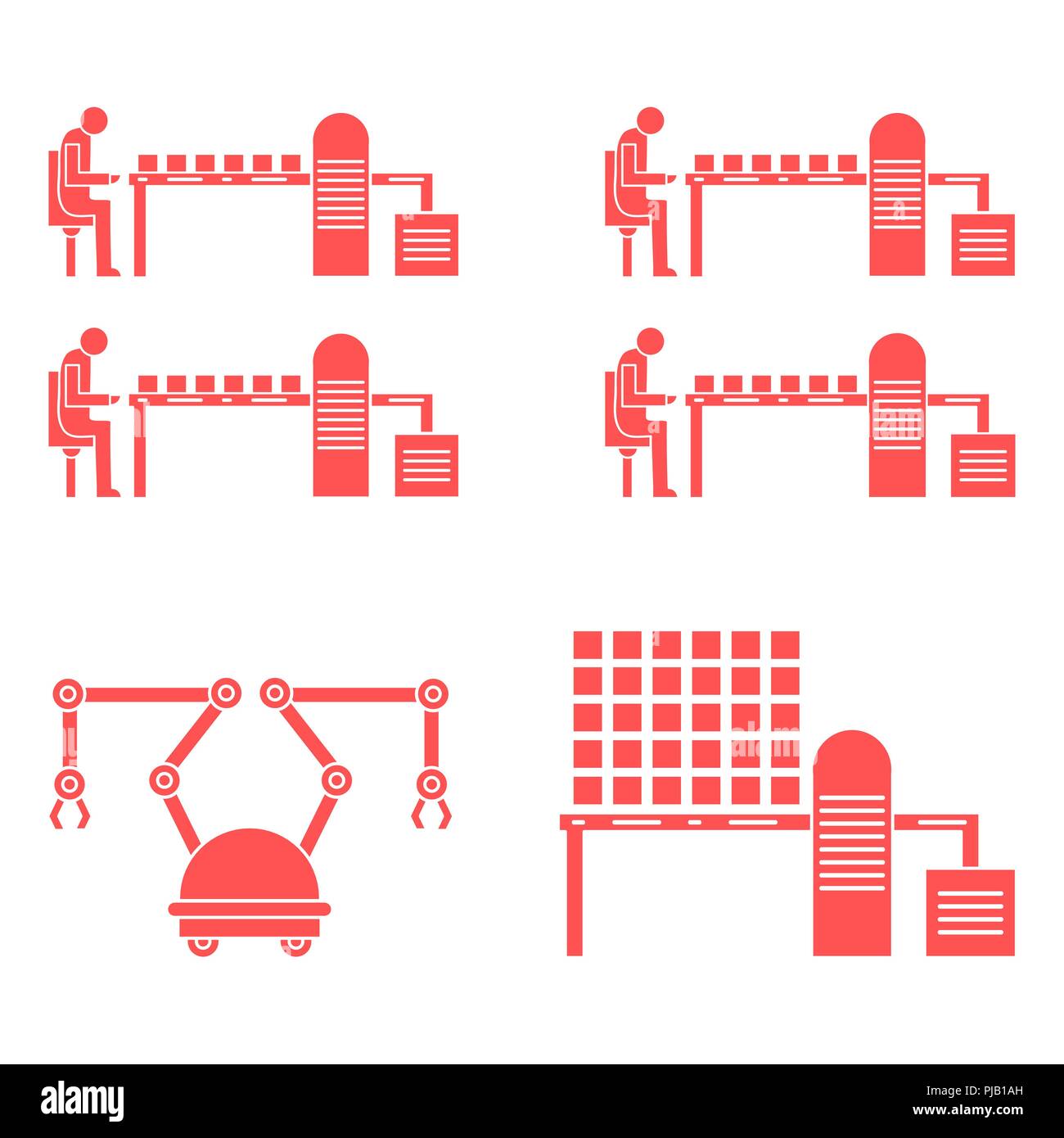 Smart automatic robotic production line. Replacement of people with ...