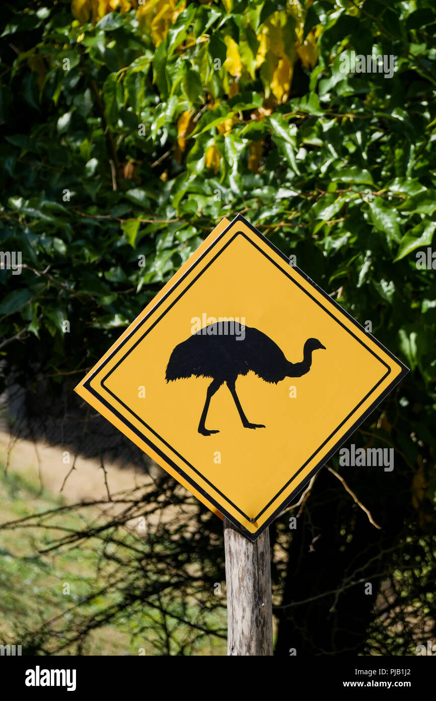 Ostrich, Australian road sign, Birds Park, Villars Les Dombes, France ...