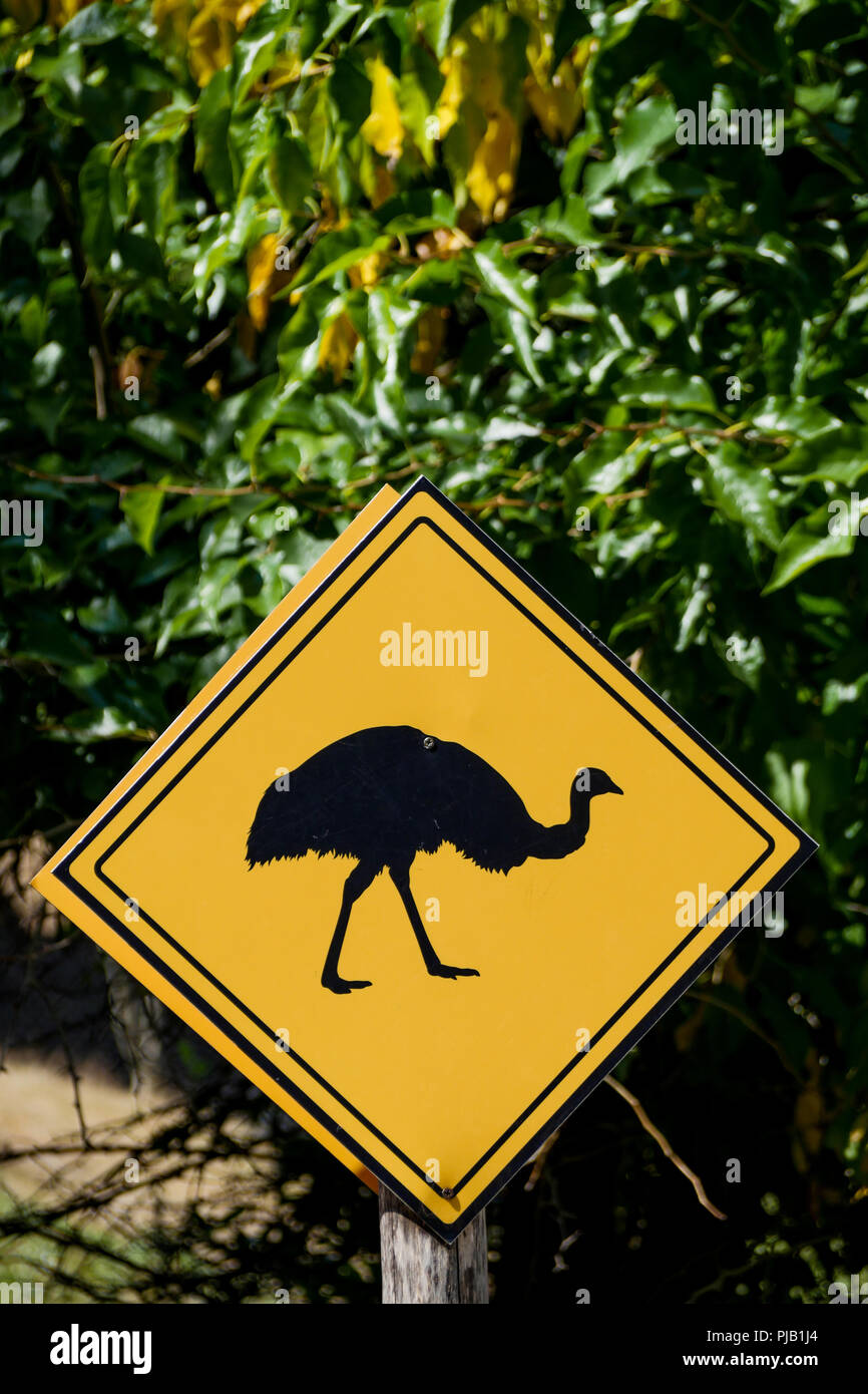Ostrich, Australian road sign, Birds Park, Villars Les Dombes, France ...
