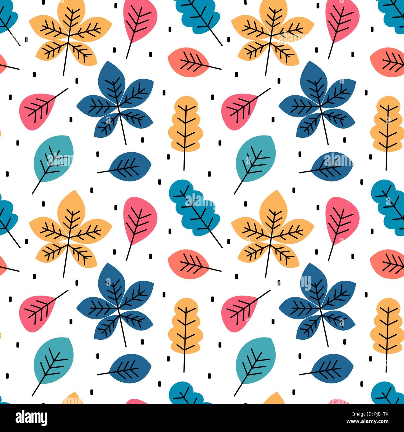 cute colorful autumn fall seamless vector pattern background illustration with leaves Stock ...