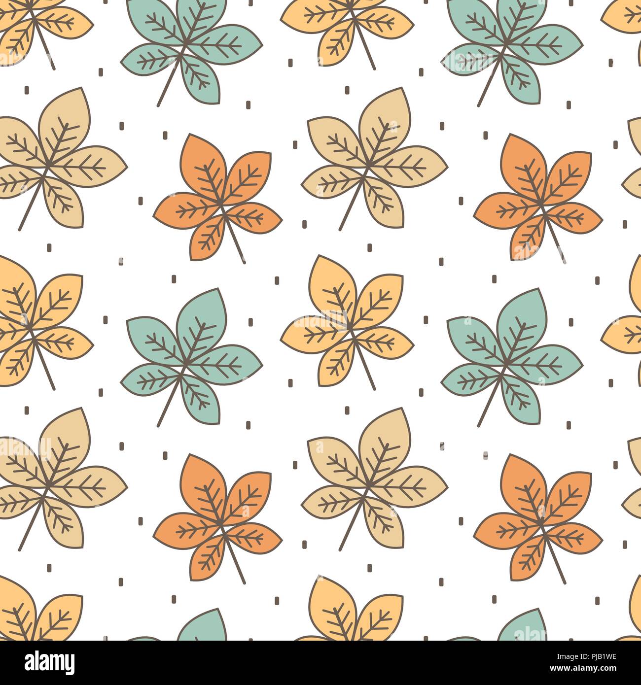 cute colorful chestnut leaves seamless vector pattern background ...