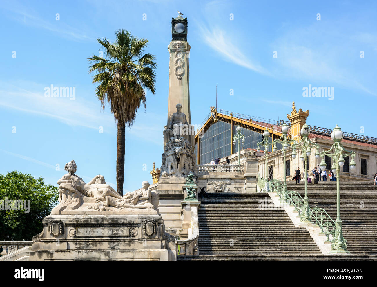 The monumental staircase of Saint-Charles train station in Marseille ...