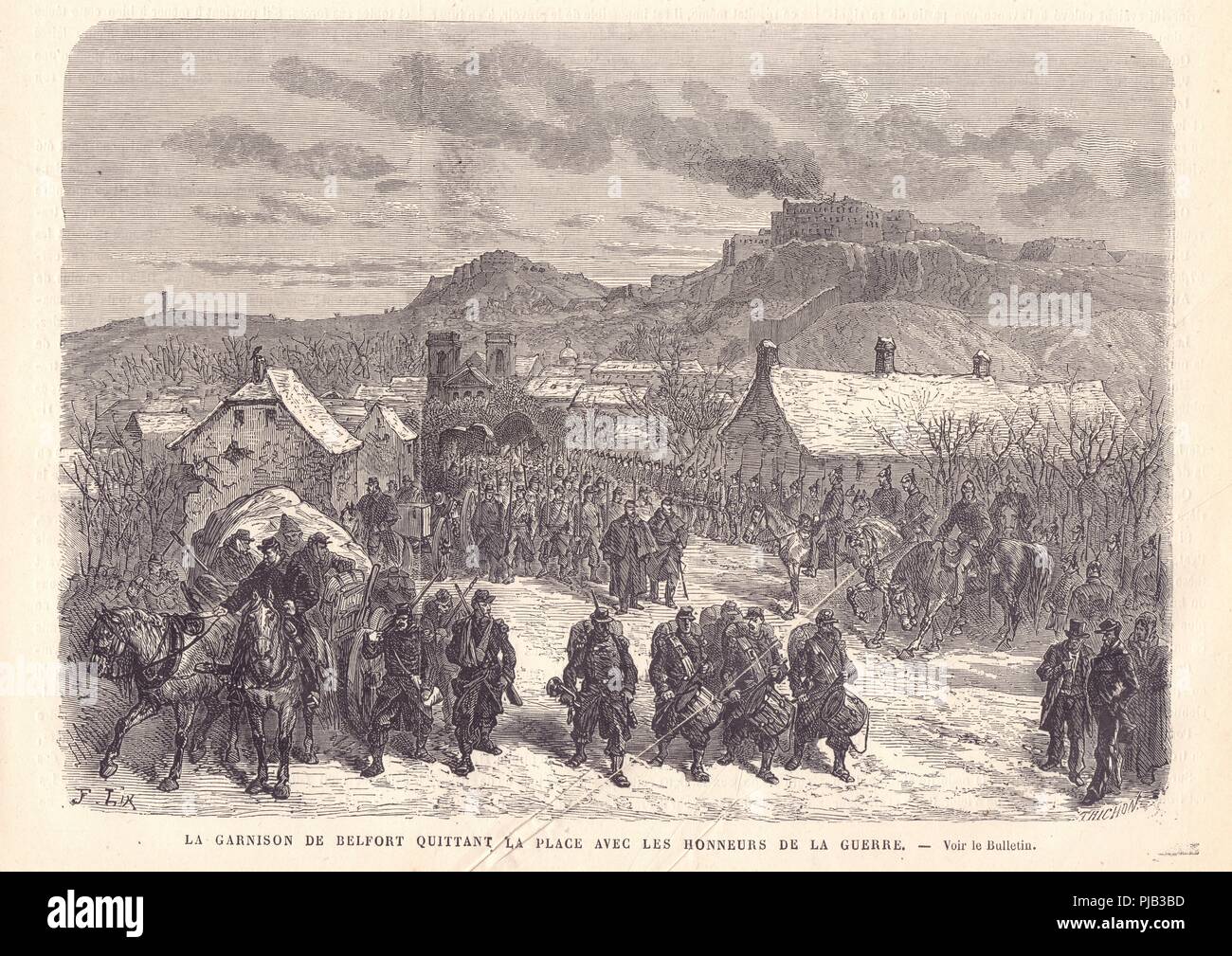 La garnison de Belfort quittant la place avec les honneurs de la guerre ...