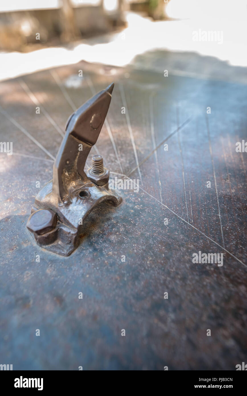 View of old ancient stone sundial in courtyard of Ulu (Grand) Mosque in ...