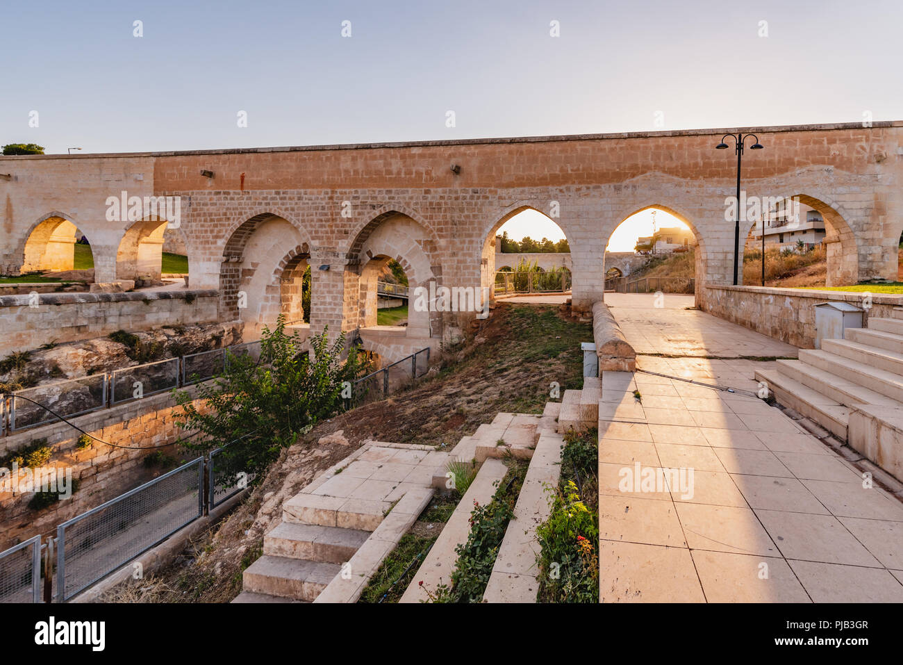 View of historical old Hizmali Bridge in Sanliurfa,Turkey.19 July 2018 ...