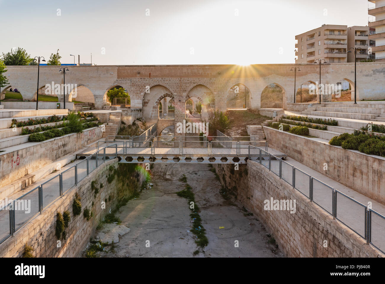 View of historical old Hizmali Bridge in Sanliurfa,Turkey.19 July 2018 ...