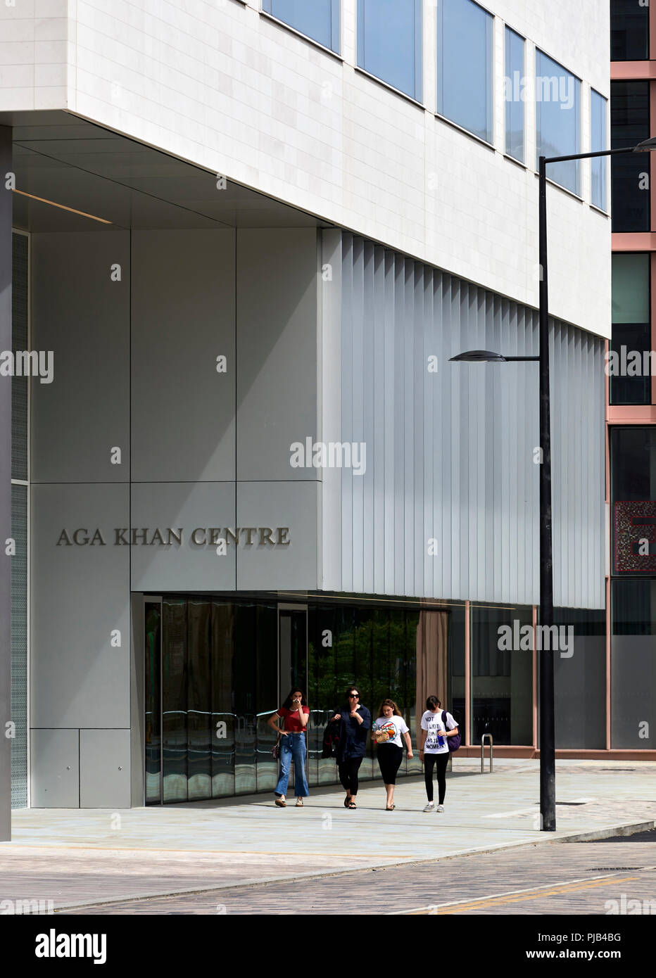 Exterior facade with view towards entrance. Aga Khan Centre, London, United Kingdom. Architect ...