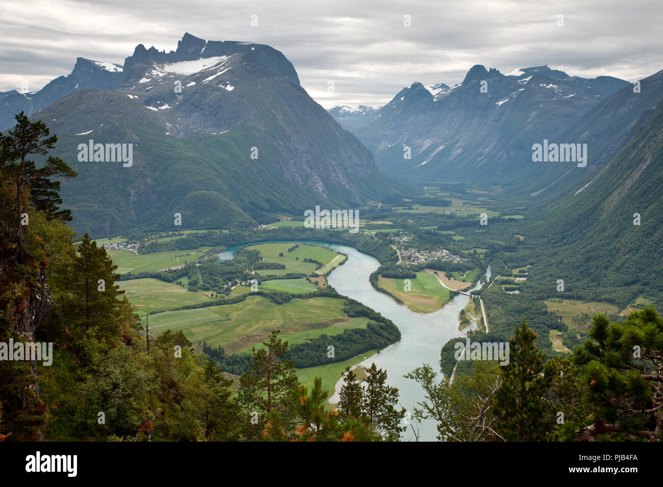 Andalsnes Town and Rauma River from Rampestreken Stock Photo - Alamy