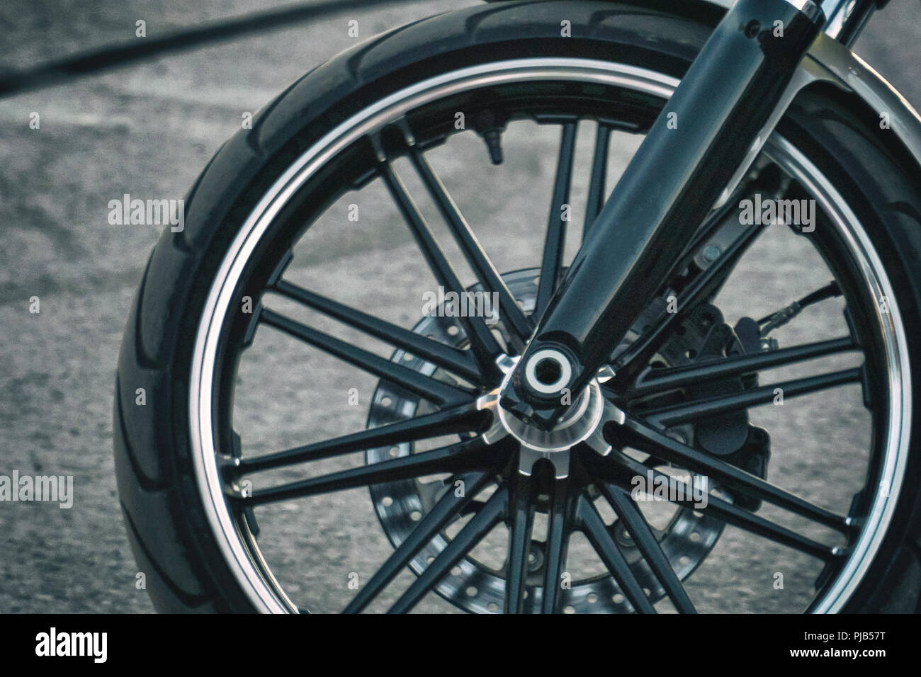 The front wheel of the motorcycle Stock Photo - Alamy