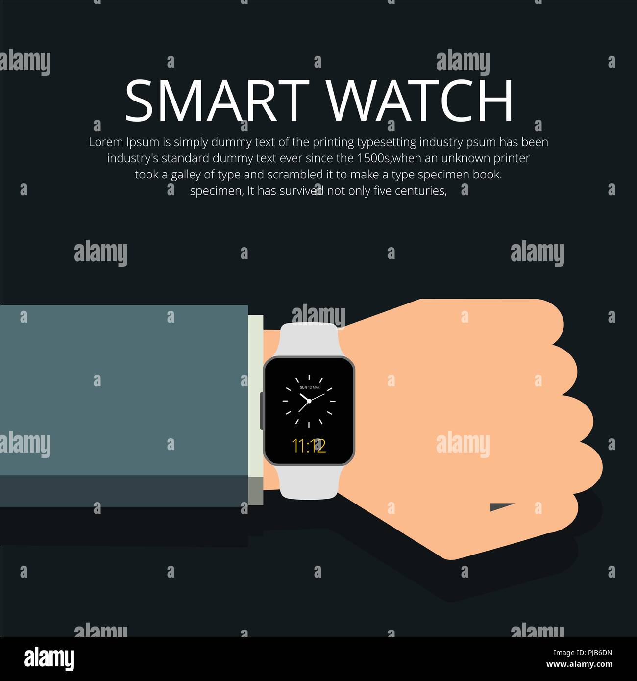 Smart Watches creative design with typography vector Stock Vector Image ...