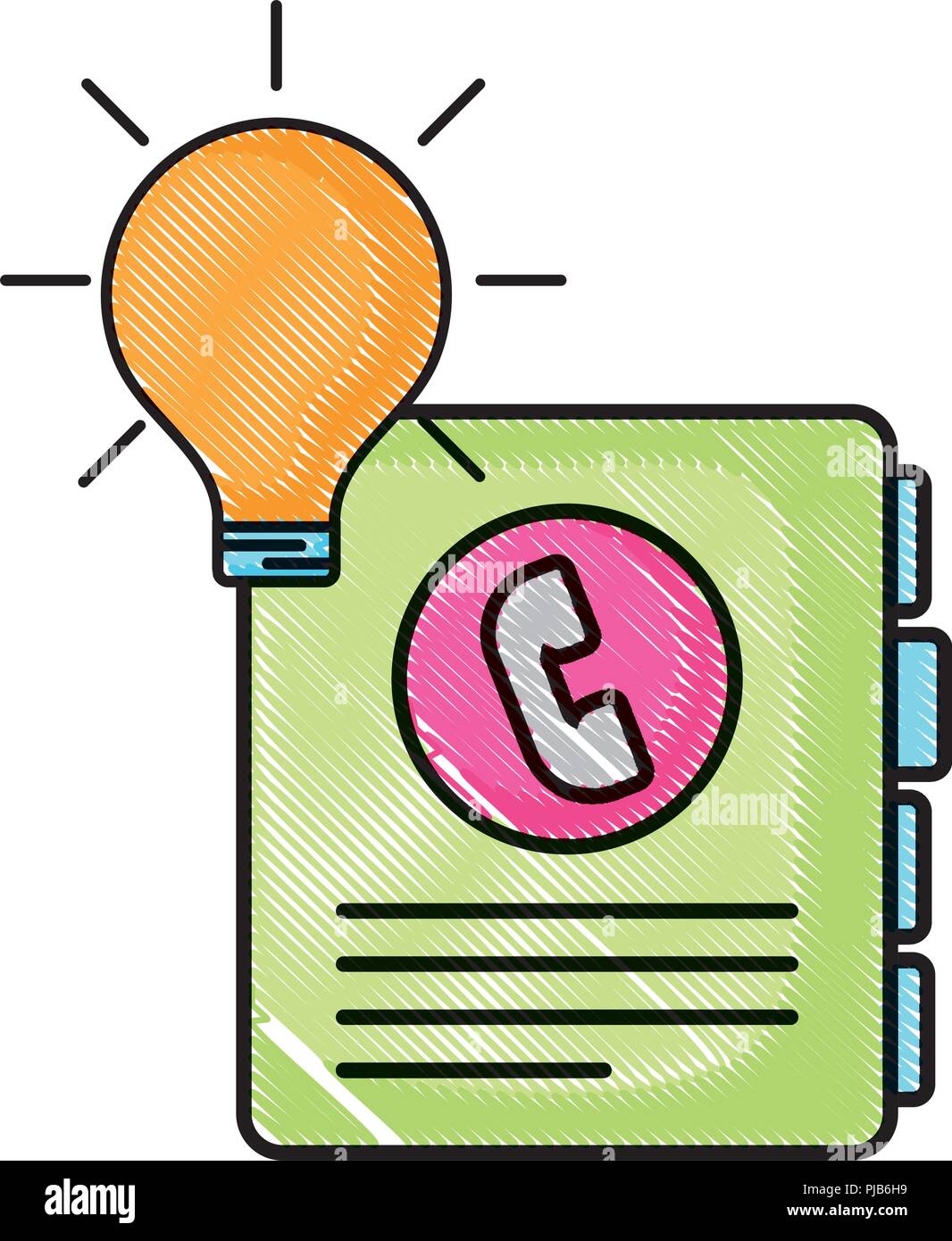 phone book and bulb light over white background, vector illustration ...