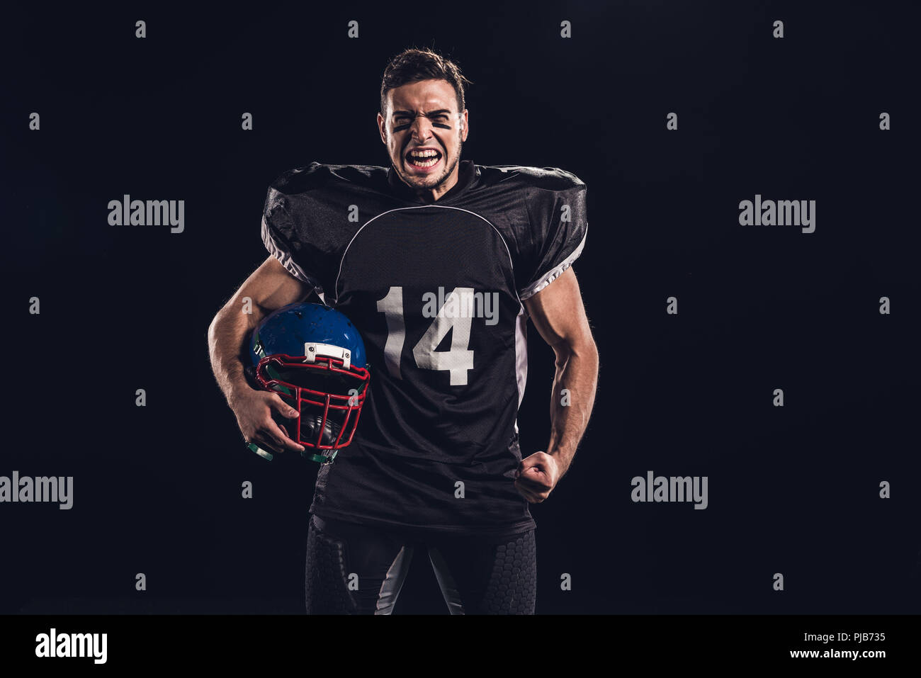 Angry american football player hi-res stock photography and images - Alamy