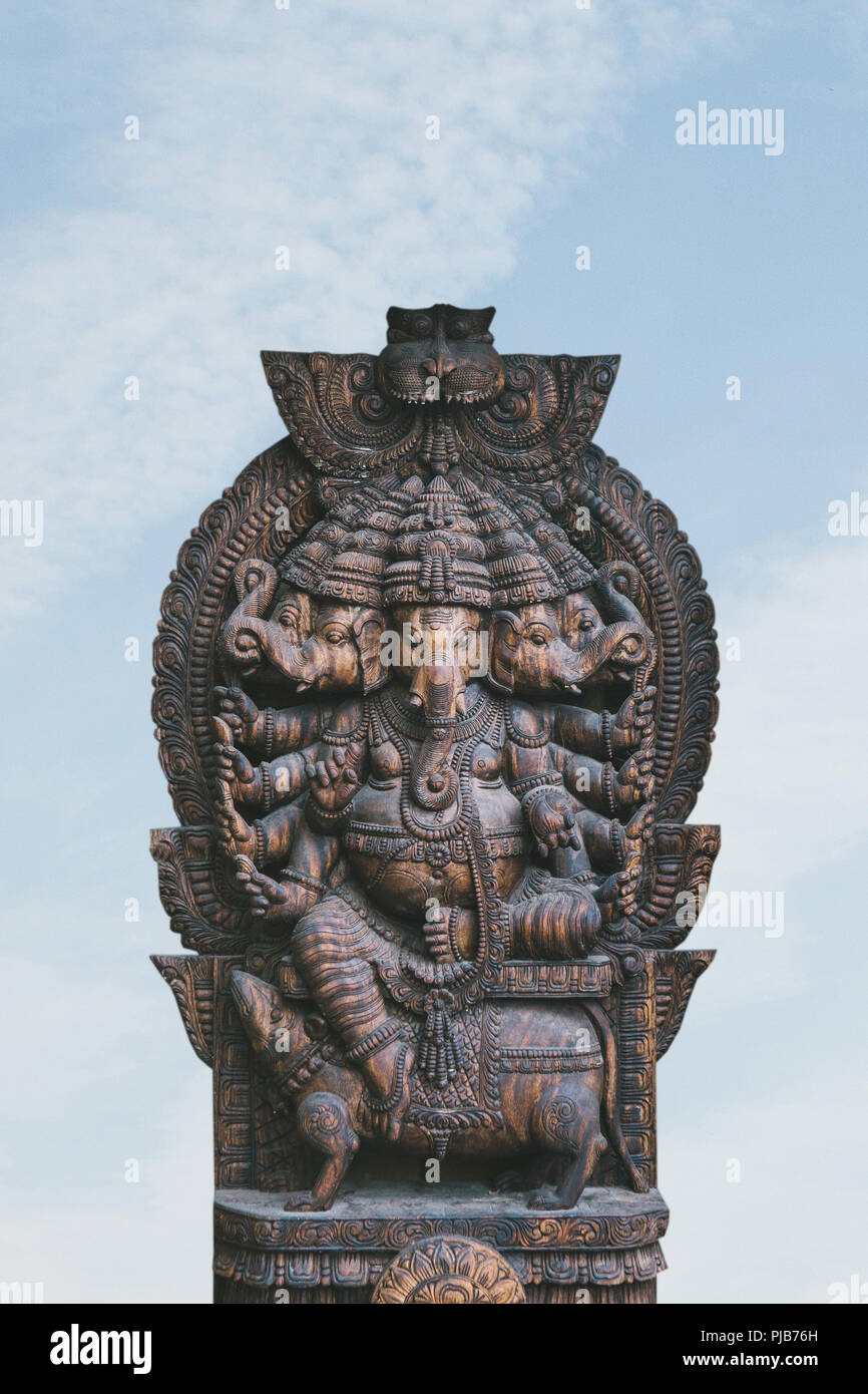 God Ganesha is an elephant fulfilling desires against the sky. Hindu ...