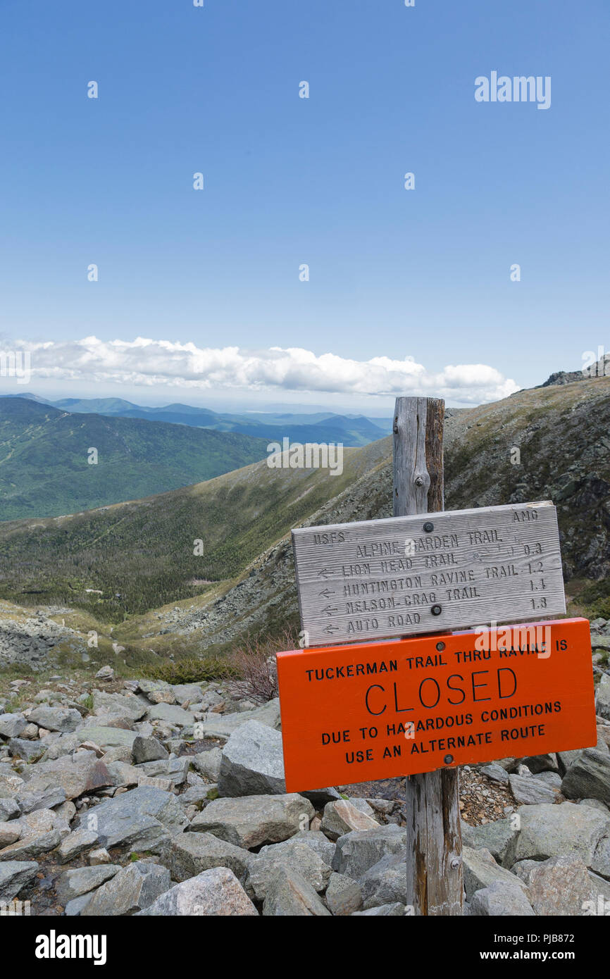 Mount Washington - Tuckerman Ravine Trail "Closed due to hazards ...