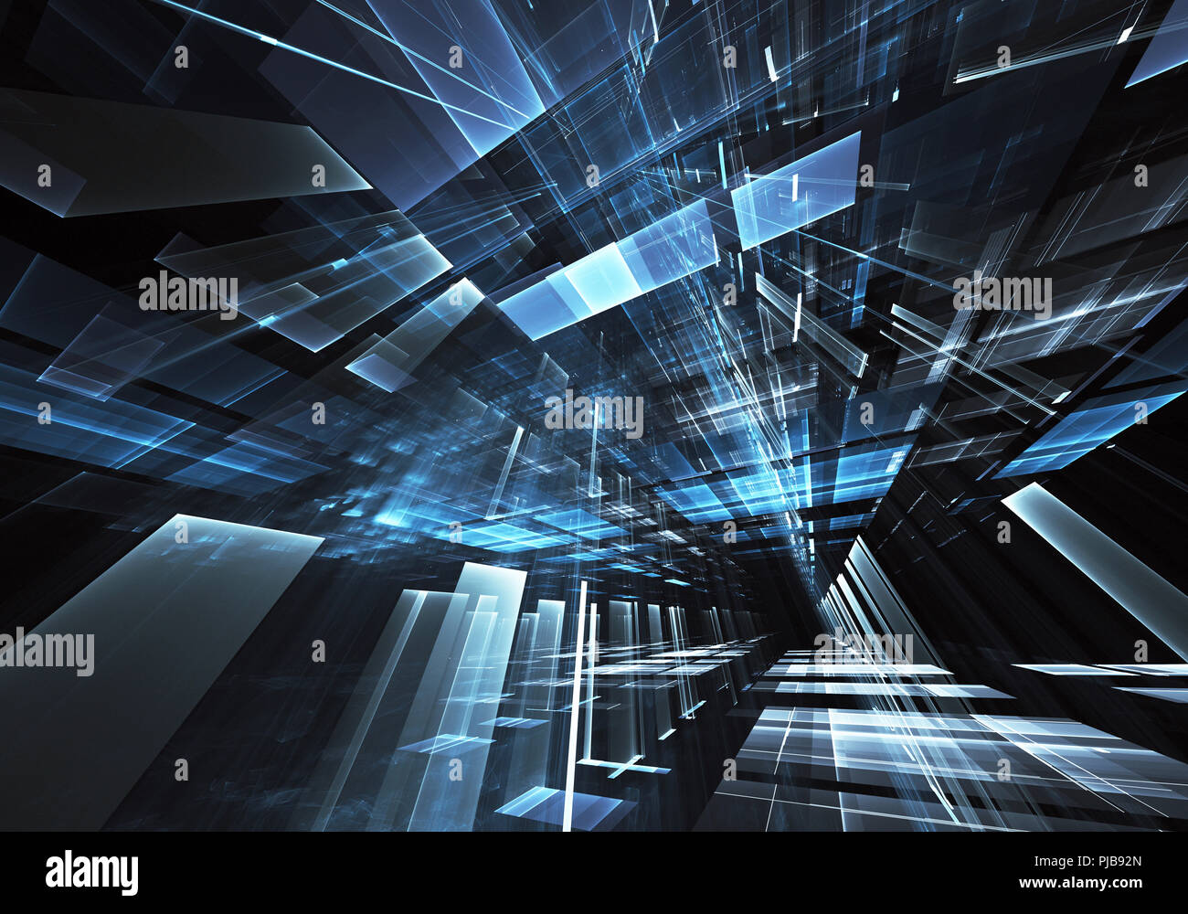 Abstract 3D fractal background, texture. Virtual Neon City Stock Photo ...