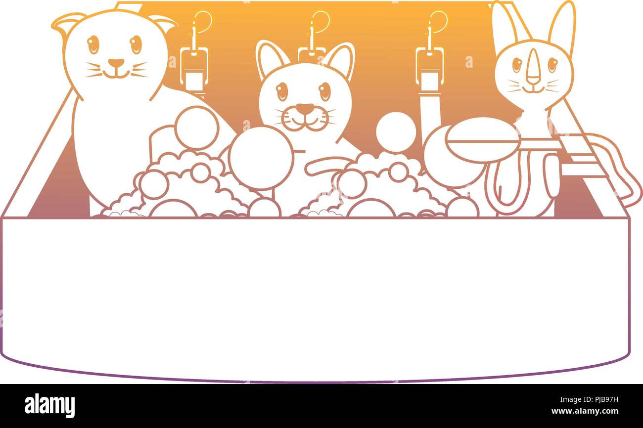 cute cats taking a bath over white background, vector illustration ...
