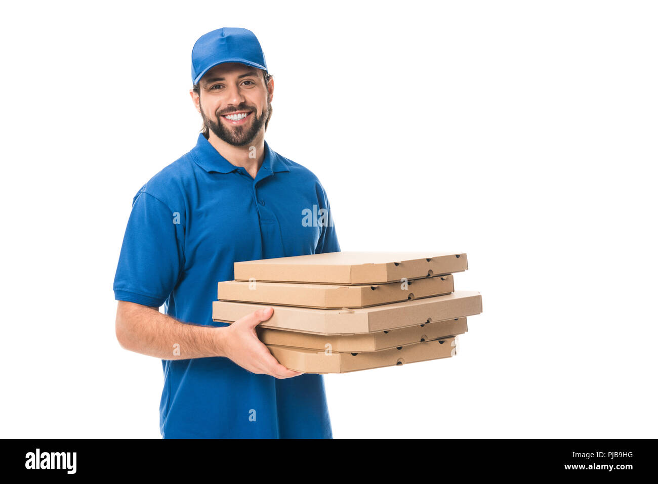 Happy delivery man holding hi-res stock photography and images - Alamy