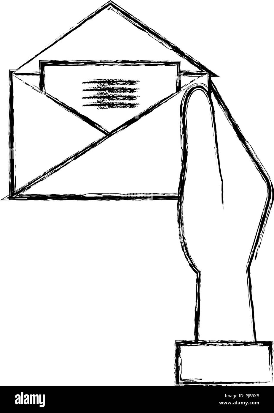hand with envelope mail vector illustration design Stock Vector Image ...