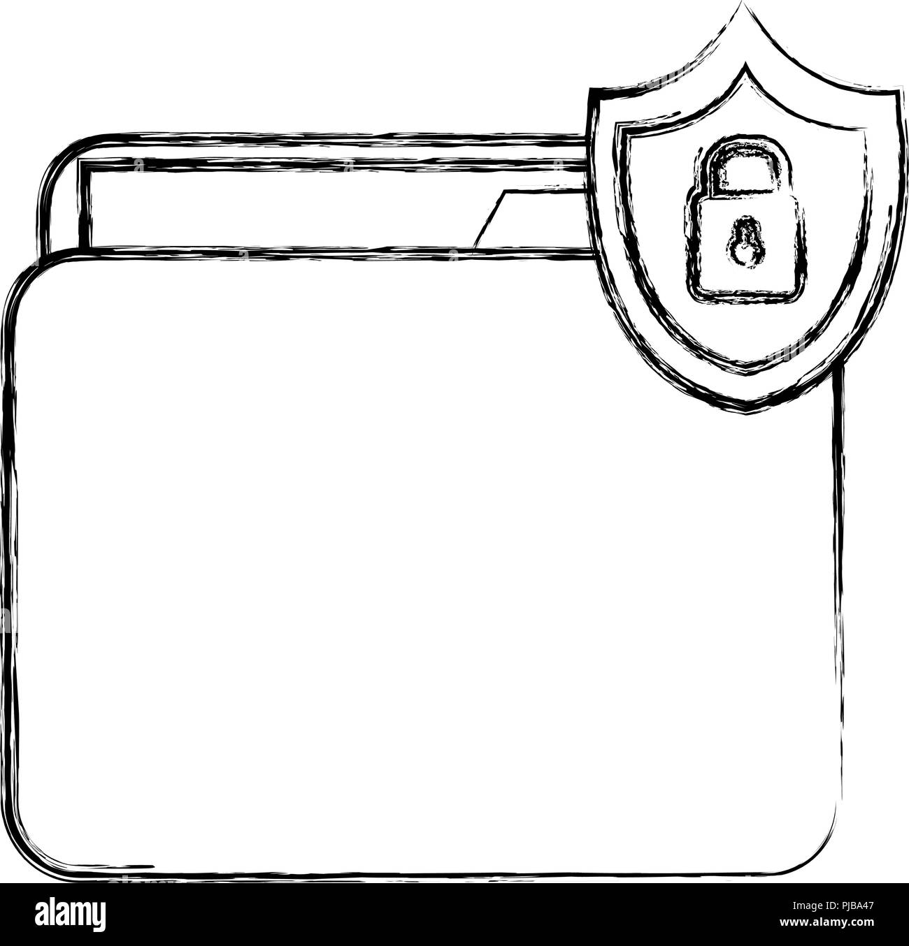 Shield file folder icon Black and White Stock Photos & Images - Alamy