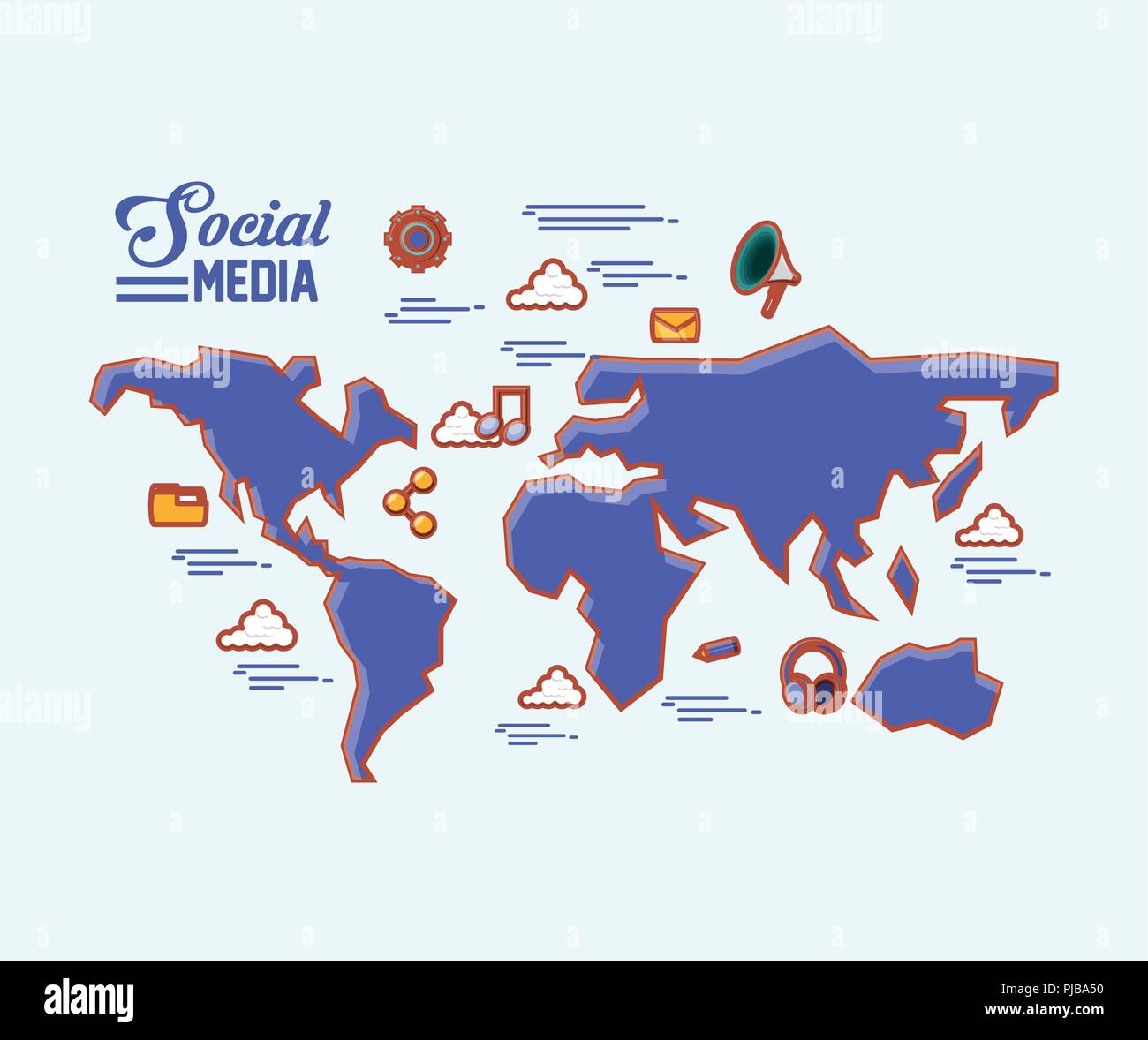 world map social media multimedia vector illustration Stock Vector ...