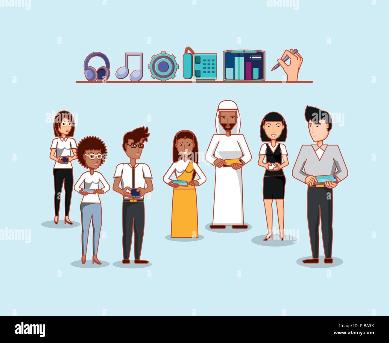 people using technology social media vector illustration Stock Vector ...