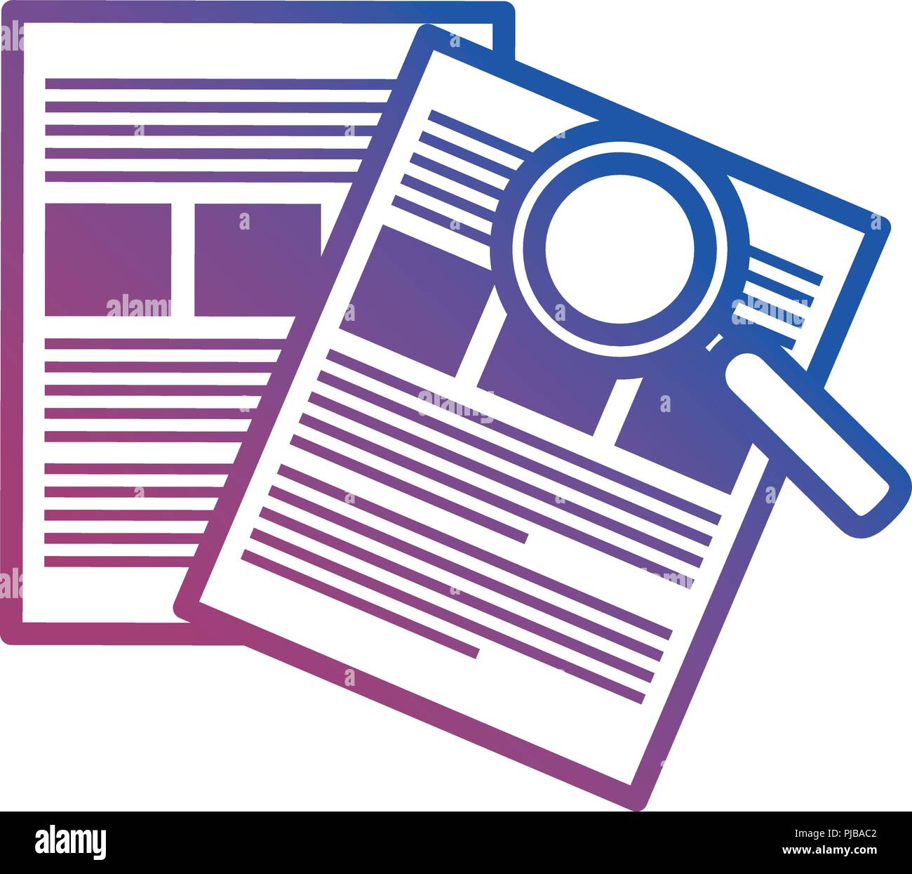 paper document with magnifying glass vector illustration design Stock ...