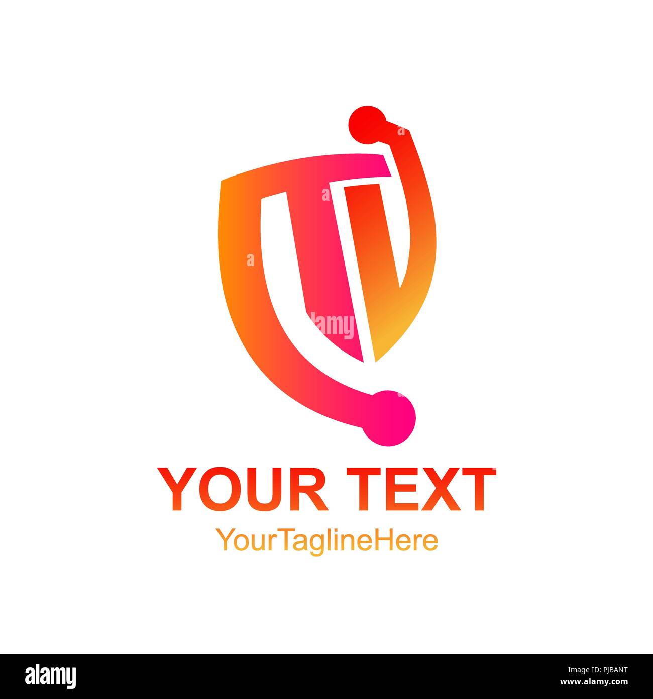 Initial letter TV logo template colorfull shield design for business ...