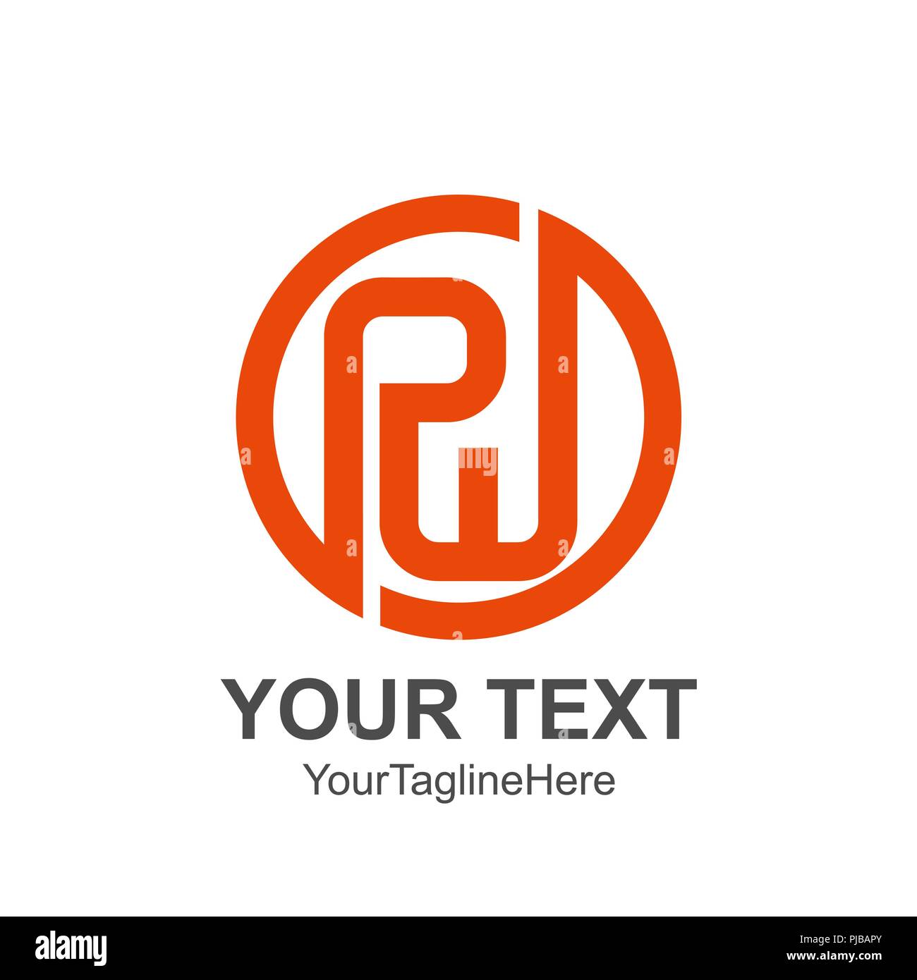 Initial letter PW logo template colored orange circle design for ...