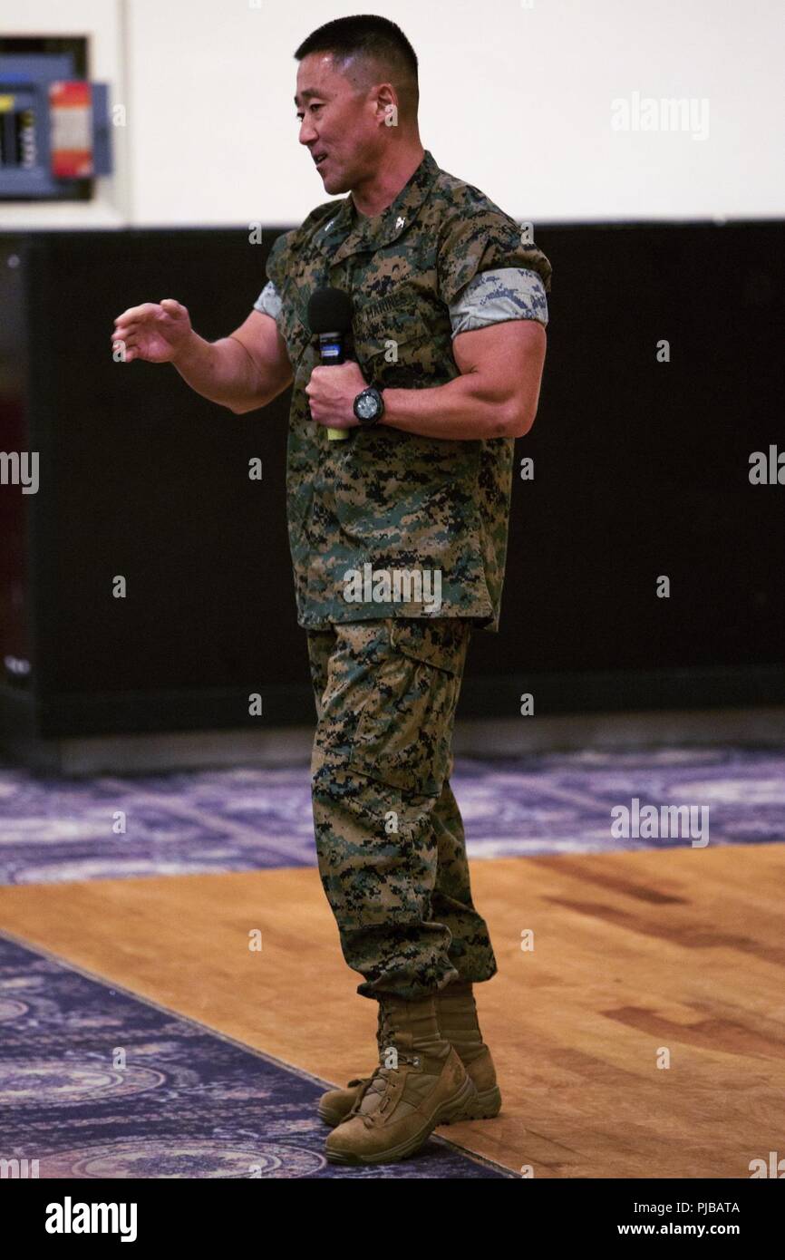 Col. Joon H. Um, incoming commanding officer of Combat Logistics Regiment 35, 3rd Marine ...