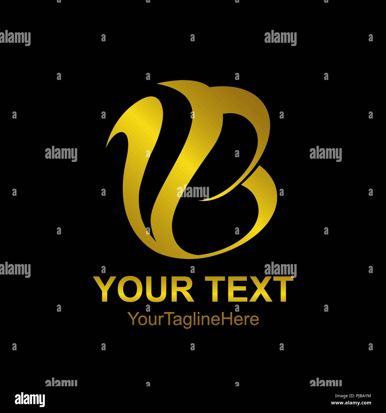 Initial letter VB logo template colored gold elegant luxury design for ...