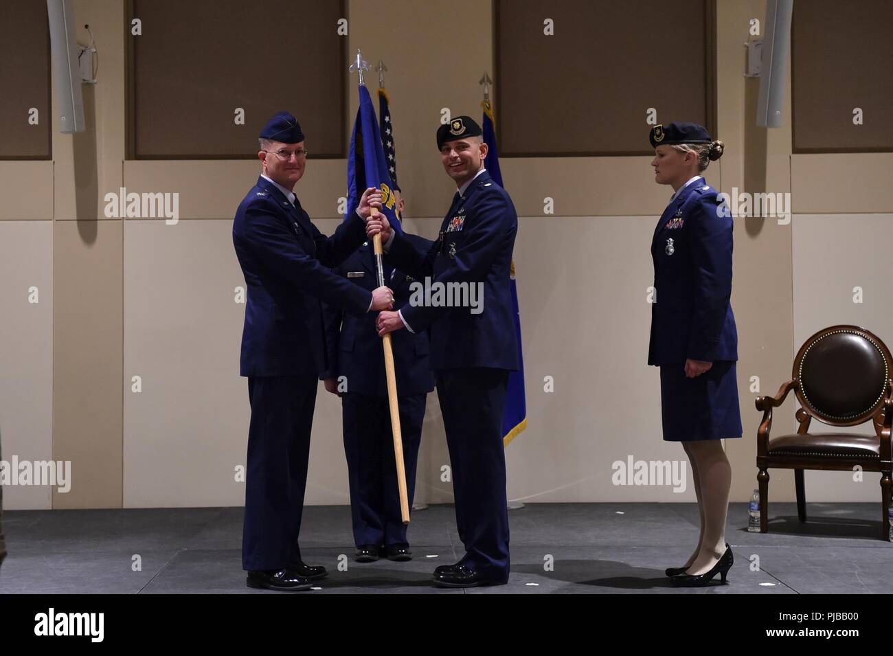 Maj. Matthew Brill, 460th Security Forces Squadron outgoing commander ...