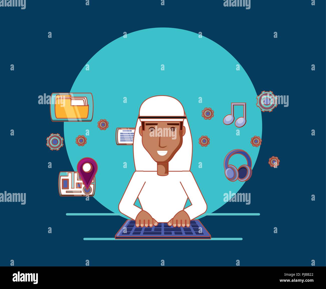 Arab computer desktop Stock Vector Images - Alamy