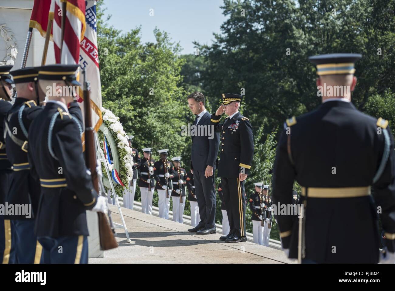 Prime Minister of the Netherlands Mark Rutte (left) and U.S. Army Maj ...