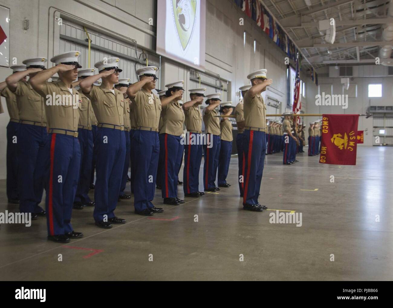 U.S. Marines with 6th Marine Corps District (MCD), participate in the ...
