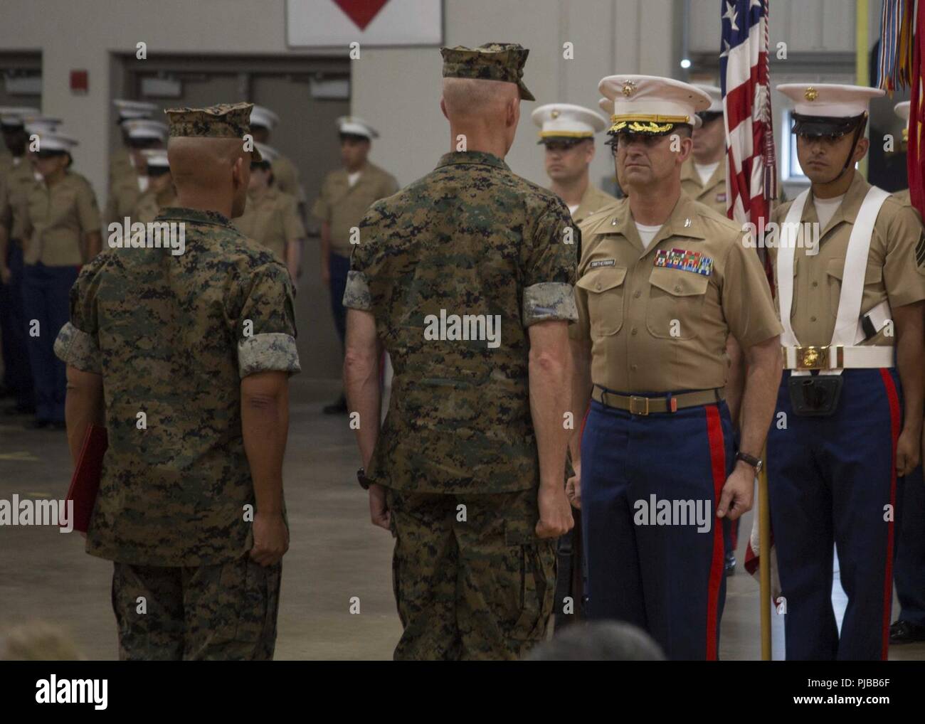 U.S. Marines participate in the 6th MCD change of command ceremony at ...
