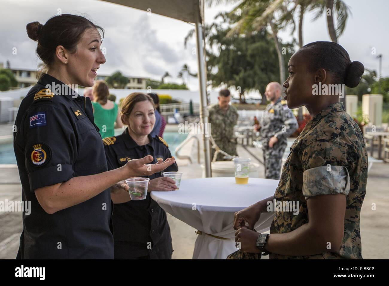 MARINE CORPS BASE HAWAII (July 2, 2018) U.S. Marine Corps Lt. Col. Marshalee Clarke, right ...
