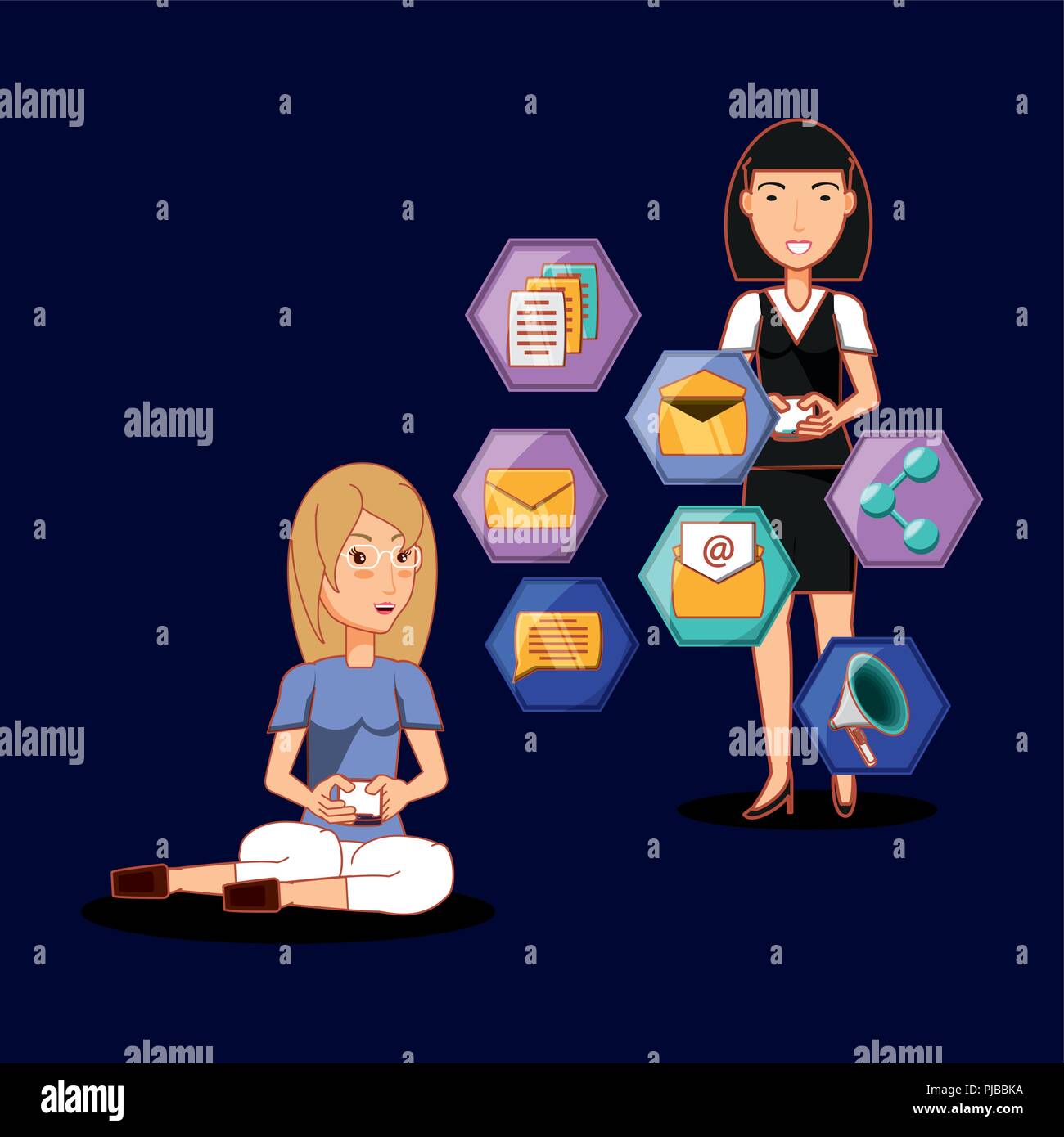 Young students digital device Stock Vector Images - Alamy