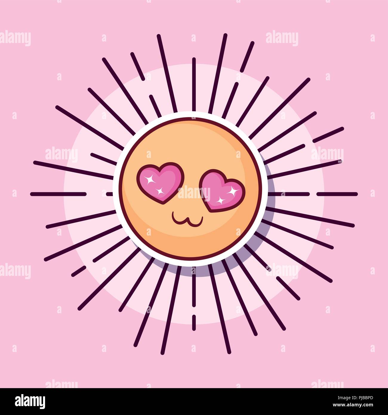 emoticon eyes hearts love cartoon style vector illustration Stock ...