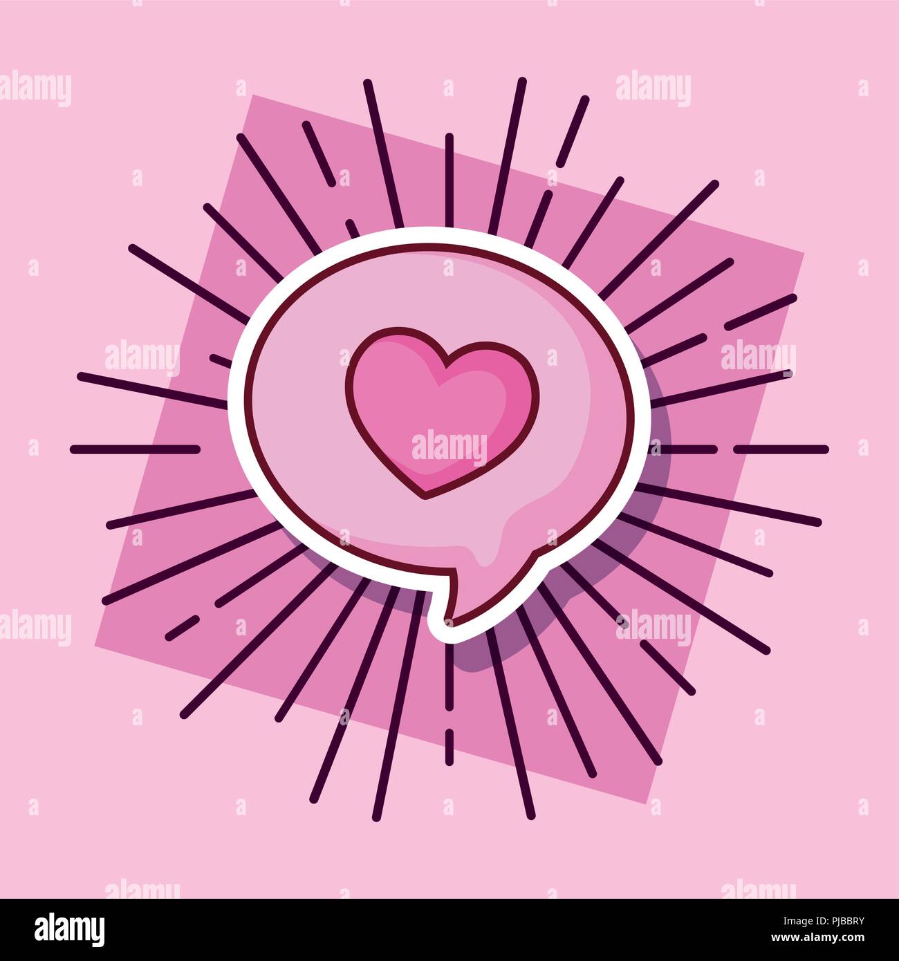 speech bubble love heart cartoon style vector illustration Stock Vector ...