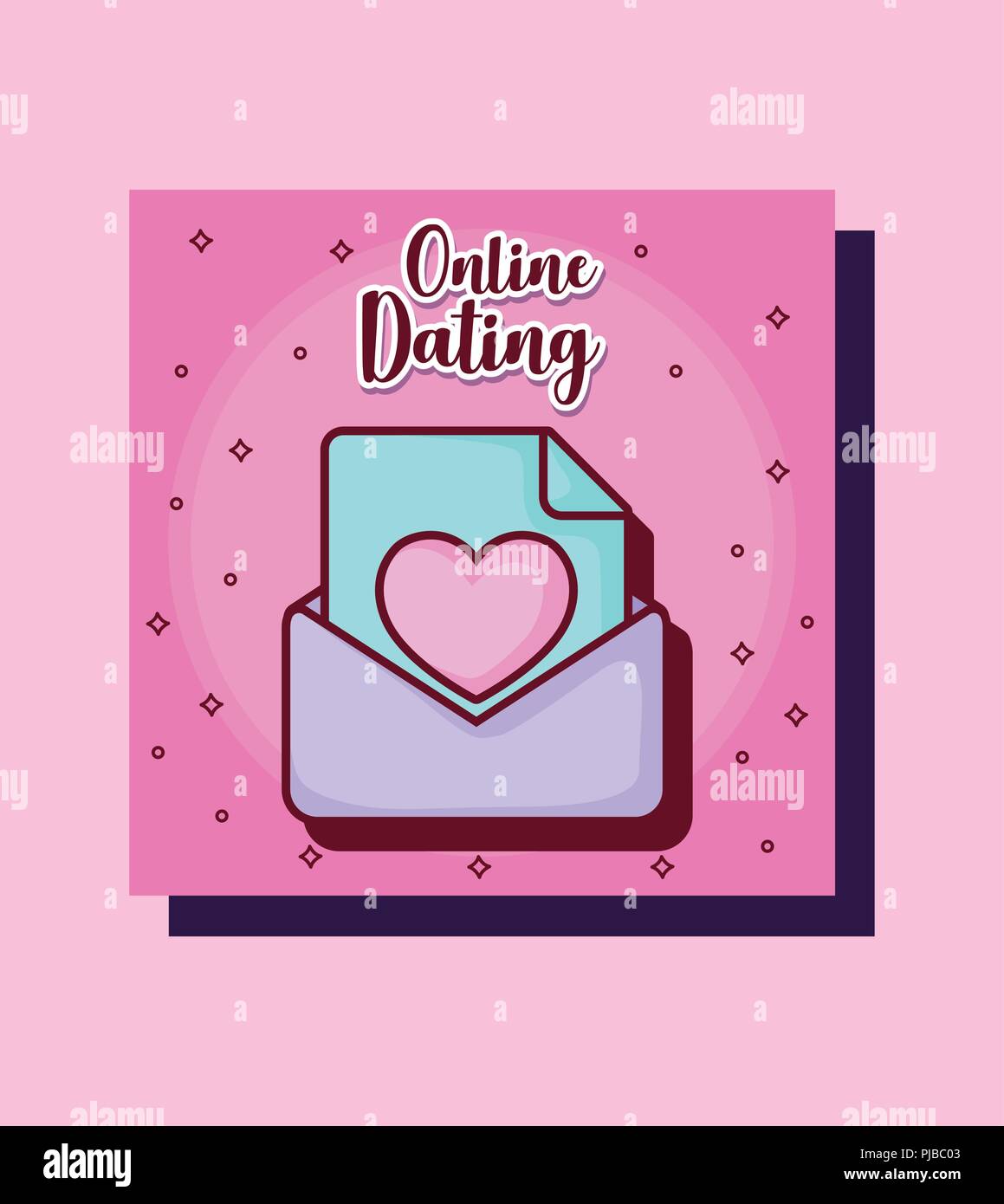 email letter love heart online dating card cartoon vector illustration ...