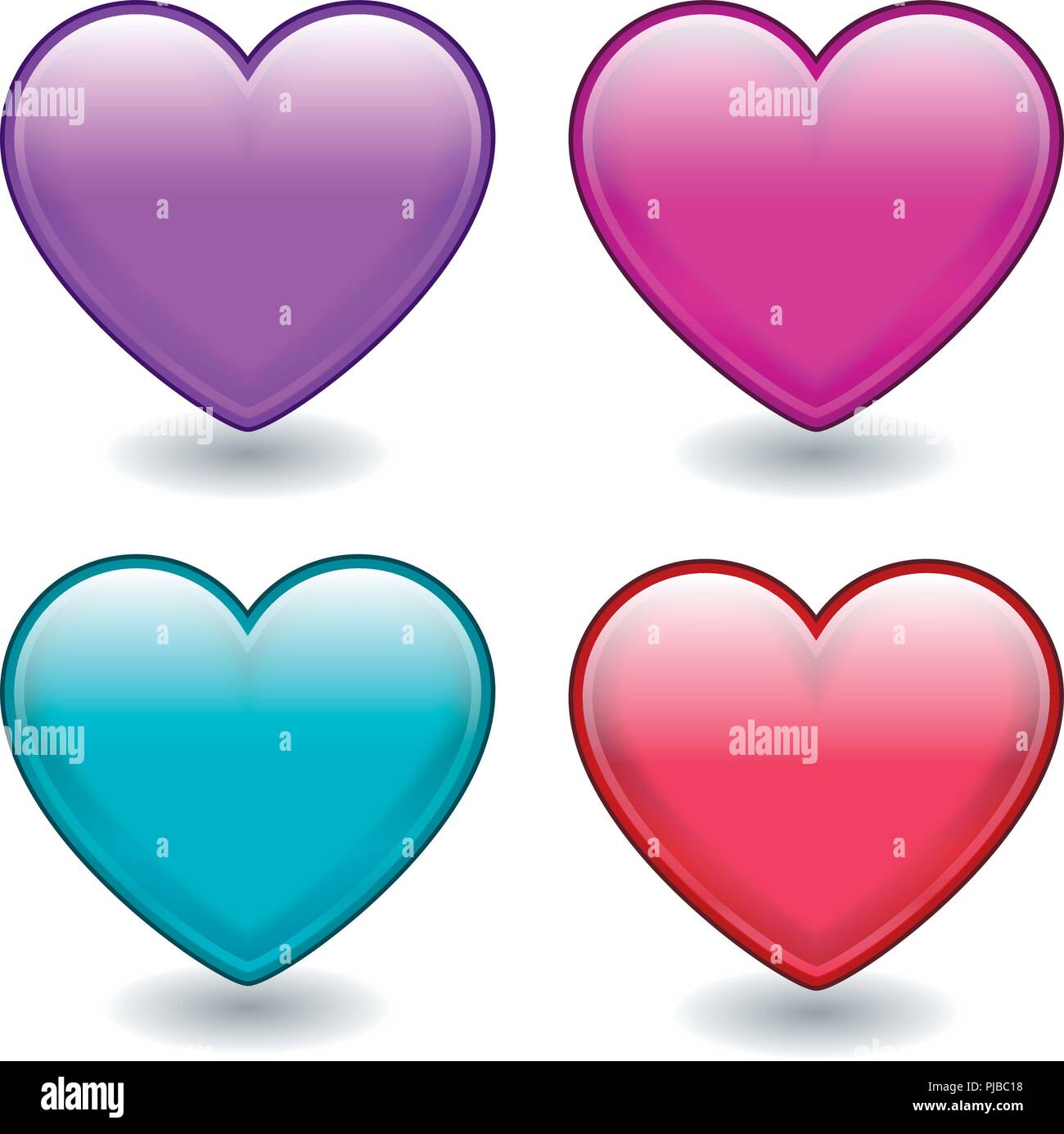 Vector hearts. The upper two are glossy and have 3d effects. The other ...