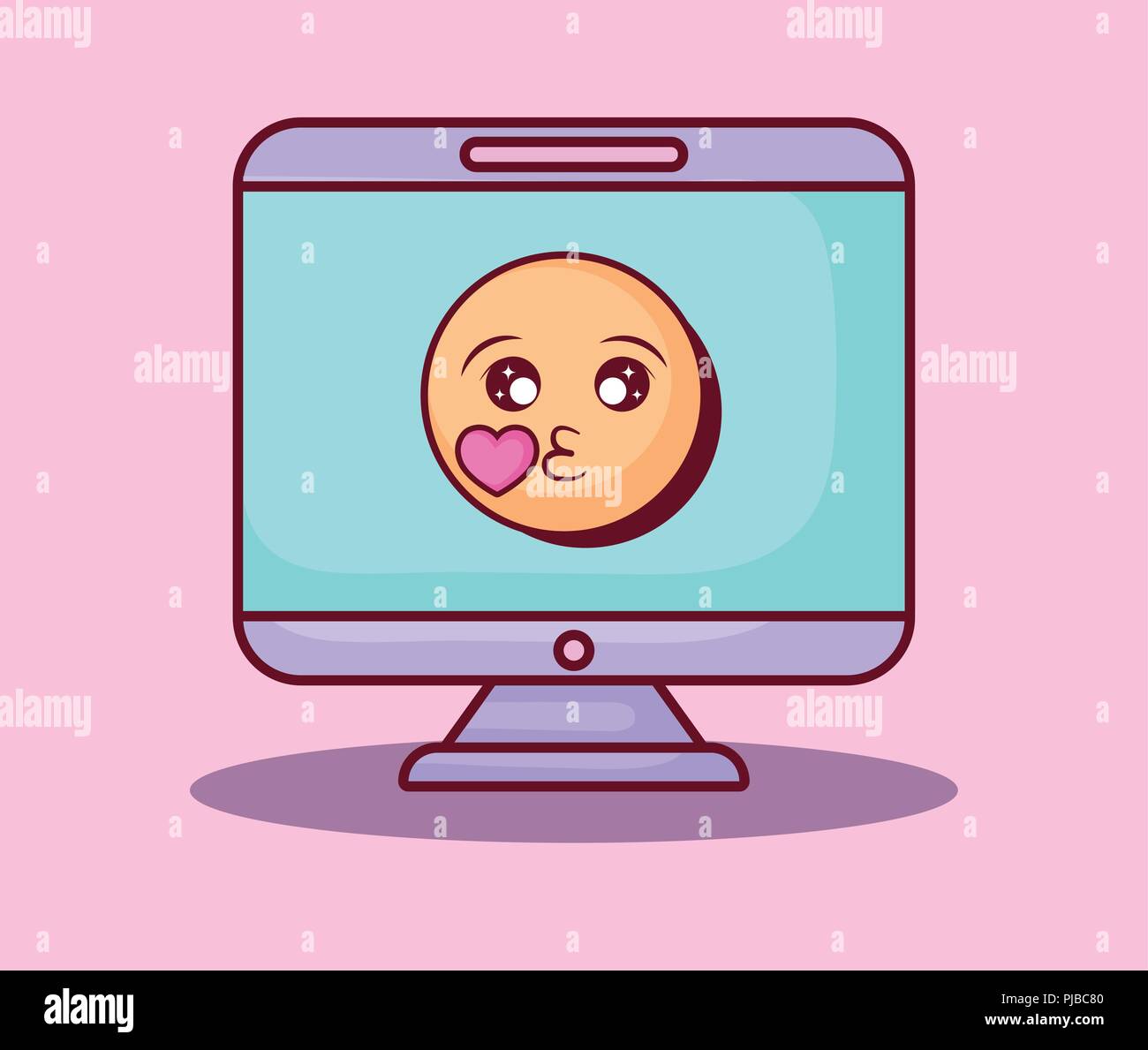 computer emoticon love heart online dating vector illustration Stock ...