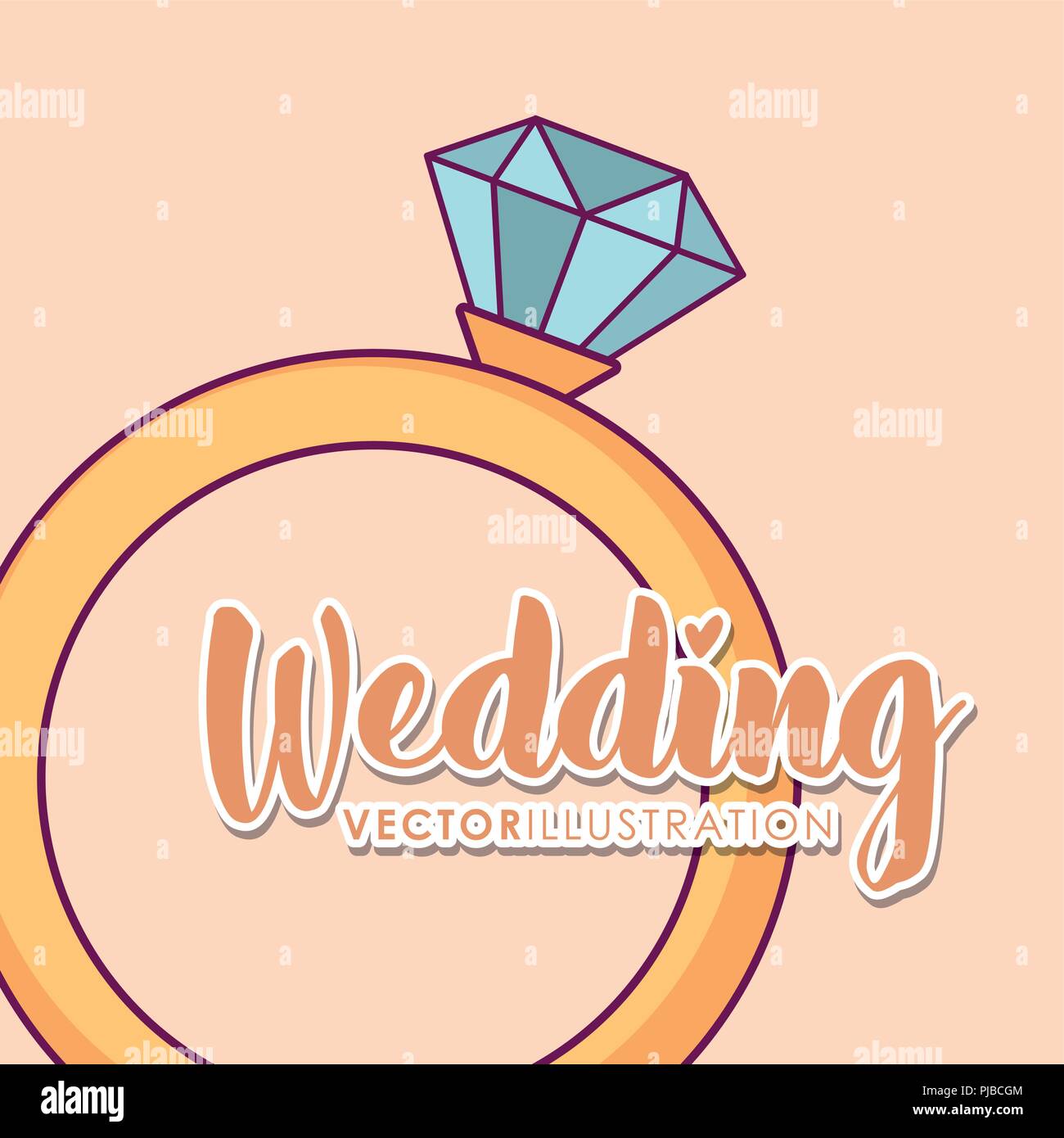 wedding card with engagement rings vector illustration design Stock ...