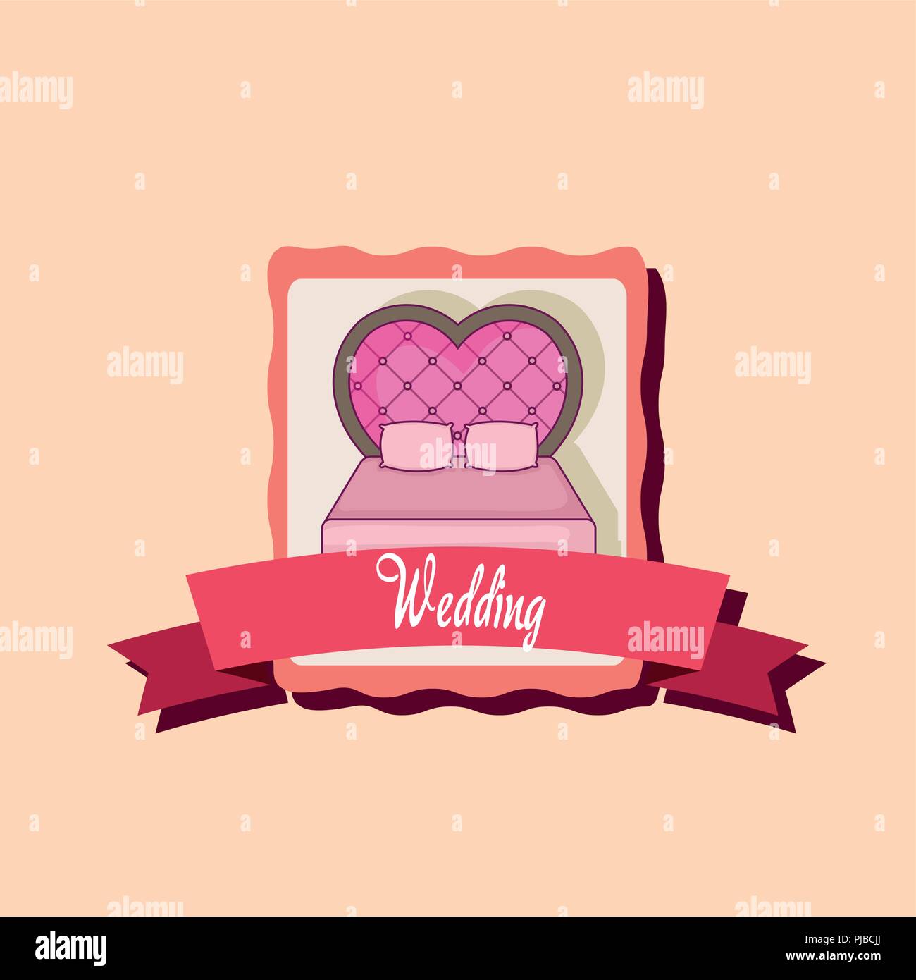 wedding card with just married bed vector illustration design Stock ...